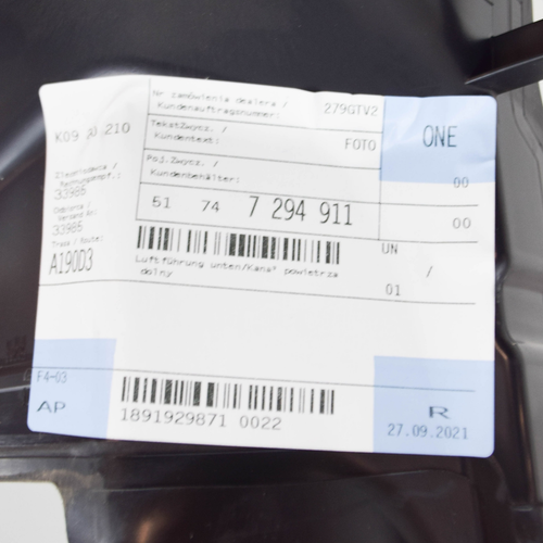 NEW BMW 3 GT F34 FRONT RADIATOR LOWER AIR DUCT 51747294911 7294911 2016 ...