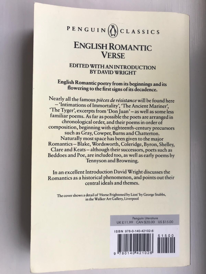 English Romantic Verse Poetry Book Penguin Classics | eBay UK