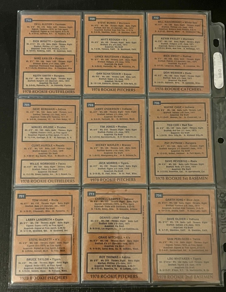 1978 Topps Baseball Rookie Lot - Jack Morris, Lou Whitaker, Ted Cox ...