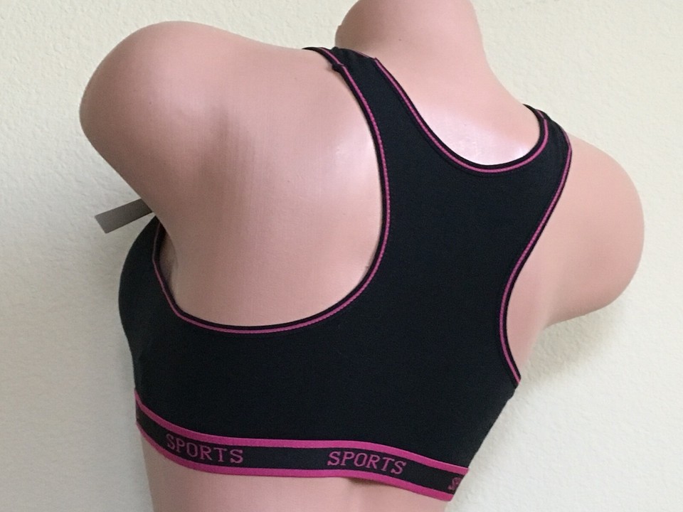 3- 6 Women's Sports Bras Yoga Racer Back Molded Cup Bra 6648 High ...