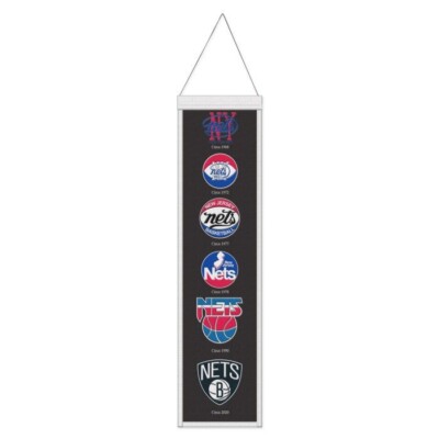 Brooklyn Nets NBA Heritage Banner Embroidered Wool 8" X 32" | eBay