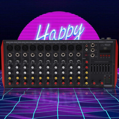 110V 12 Channel USB Bluetooth Live Studio Audio Mixer Power Mixing ...