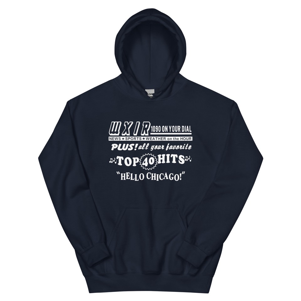 WXIR TOP 40 AM RADIO HOODIE SWEATSHIRT CHICAGO RETRO TRANSISTOR AM ...