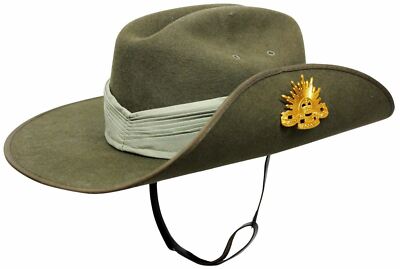 Australian Army Wool Felt Slouch Hat Rising Sun Badge Puggaree Chin ...