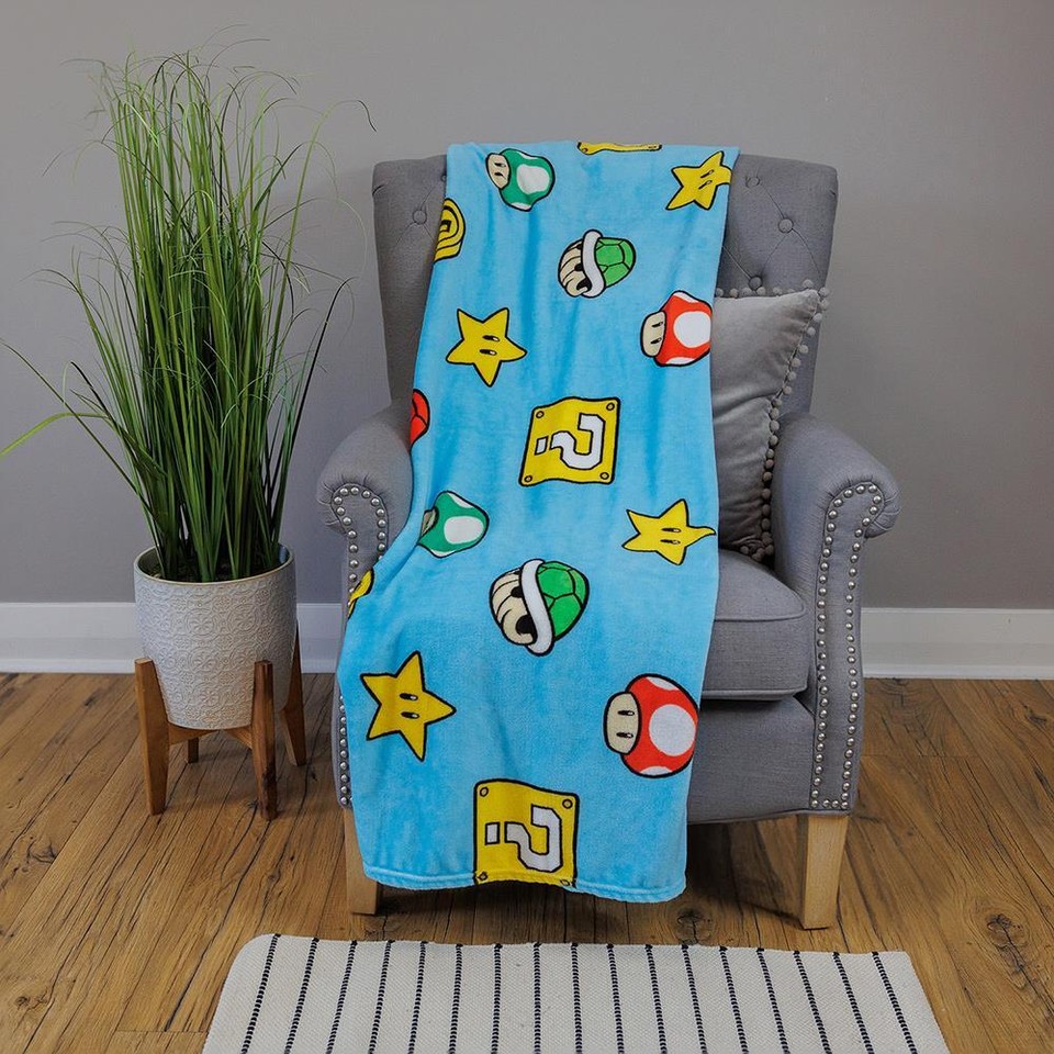 Super Mario Fleece Blanket Sofa Bed Throw Soft Velour Feel Kids Gaming ...