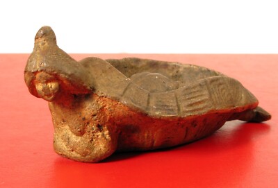 ANTIQUE HEAVY BRASS ASHTRAY VICTORIAN ERA SEXY NAUGHTY TURTLE WOMAN ...