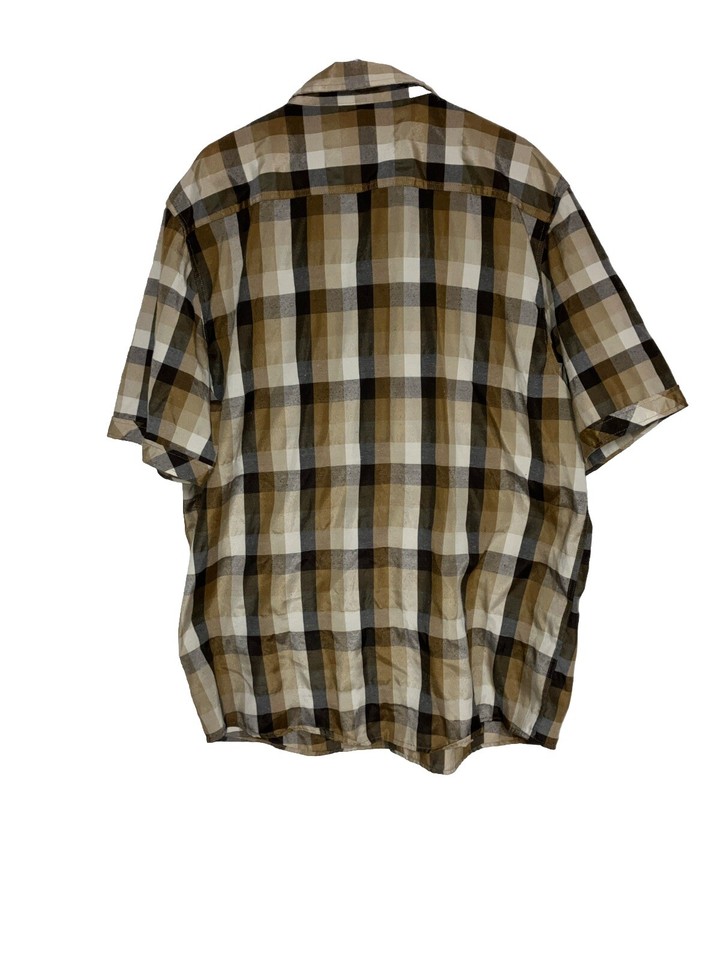 BLAC LACQUE Men's Brown Plaid Button up Shirt 5XL Short Sleeve | eBay
