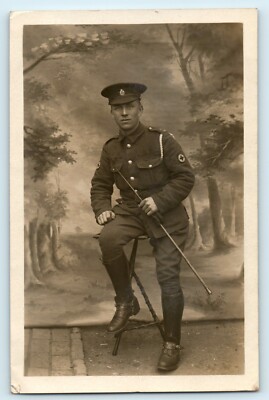 POSTCARD RAMC ROYAL ARMY MEDICAL CORP SOLDIERS IN UNIFORM RPPC OUTSIDE ...