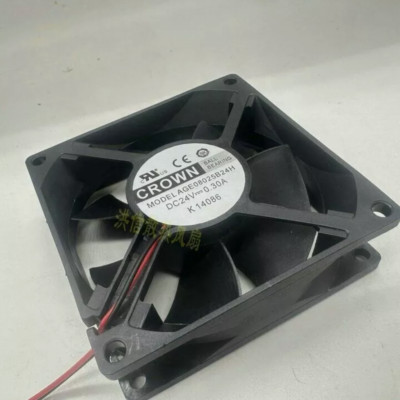 1 PC CROWN Fan AGE08025B24H DC 24V 0.30A 8025 8CM 2 wire cooling fan ...