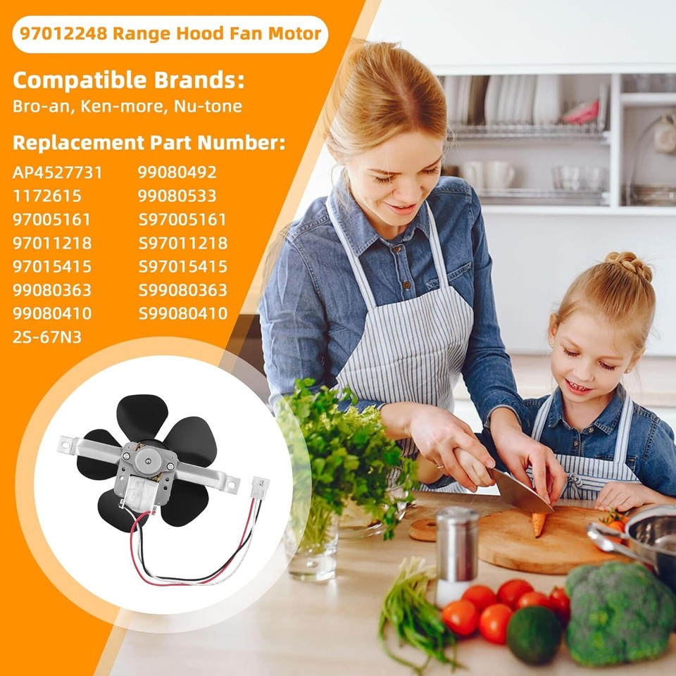 Range Hood Motor Fan 2 Speed Exhaust 120V Volts Vent Kitchen Cooking ...