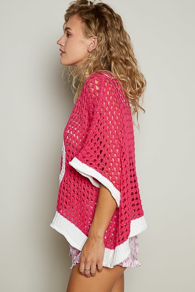 Open Crochet Oversized Peace Sign Sweater - POL | eBay