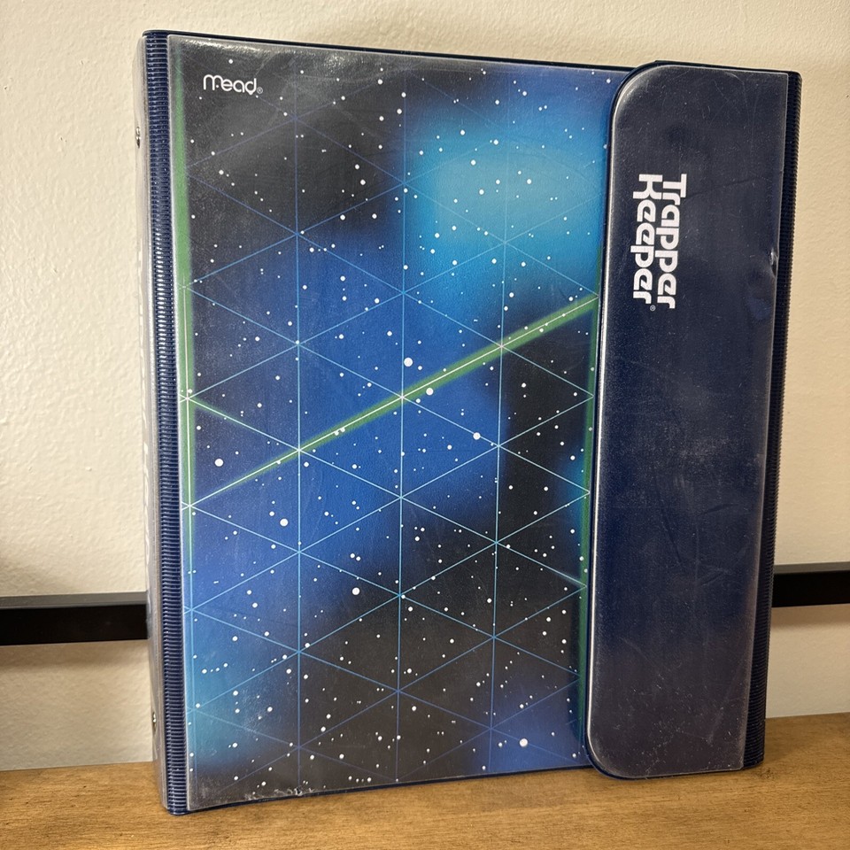 Vintage Mead Trapper Keeper 3 Ring Binder W Inside Folders & Charts ...