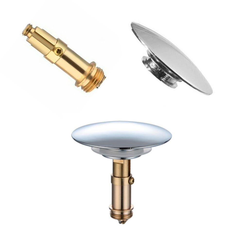 Chrome Click Clack Basin Waste Pop Up Bath Sink Push Button Plug Bolt ...