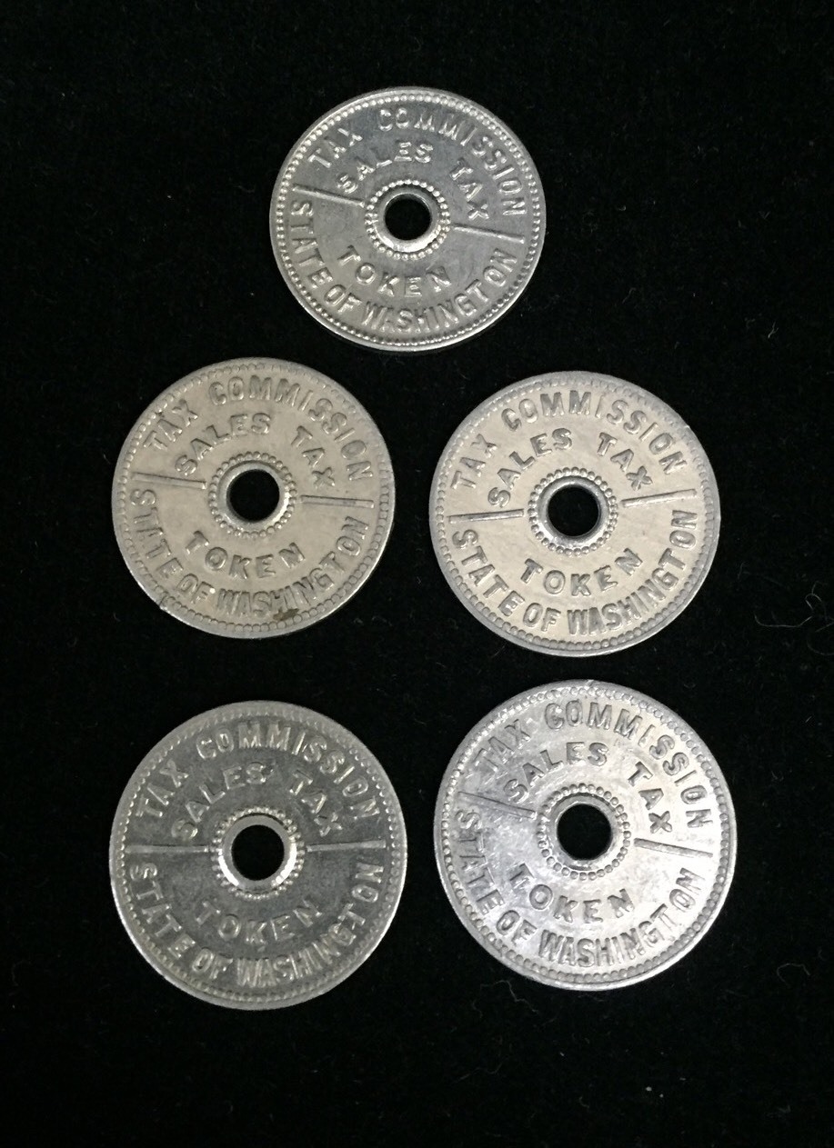 5 Vintage 1935 State of Washington Tax Commission Tax Aluminium Tokens ...