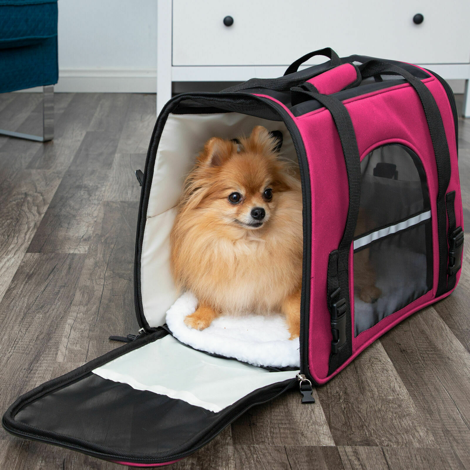Pet Dog /Small Cat Carrier Soft Sided Comfort Bag Travel Case Airline ...