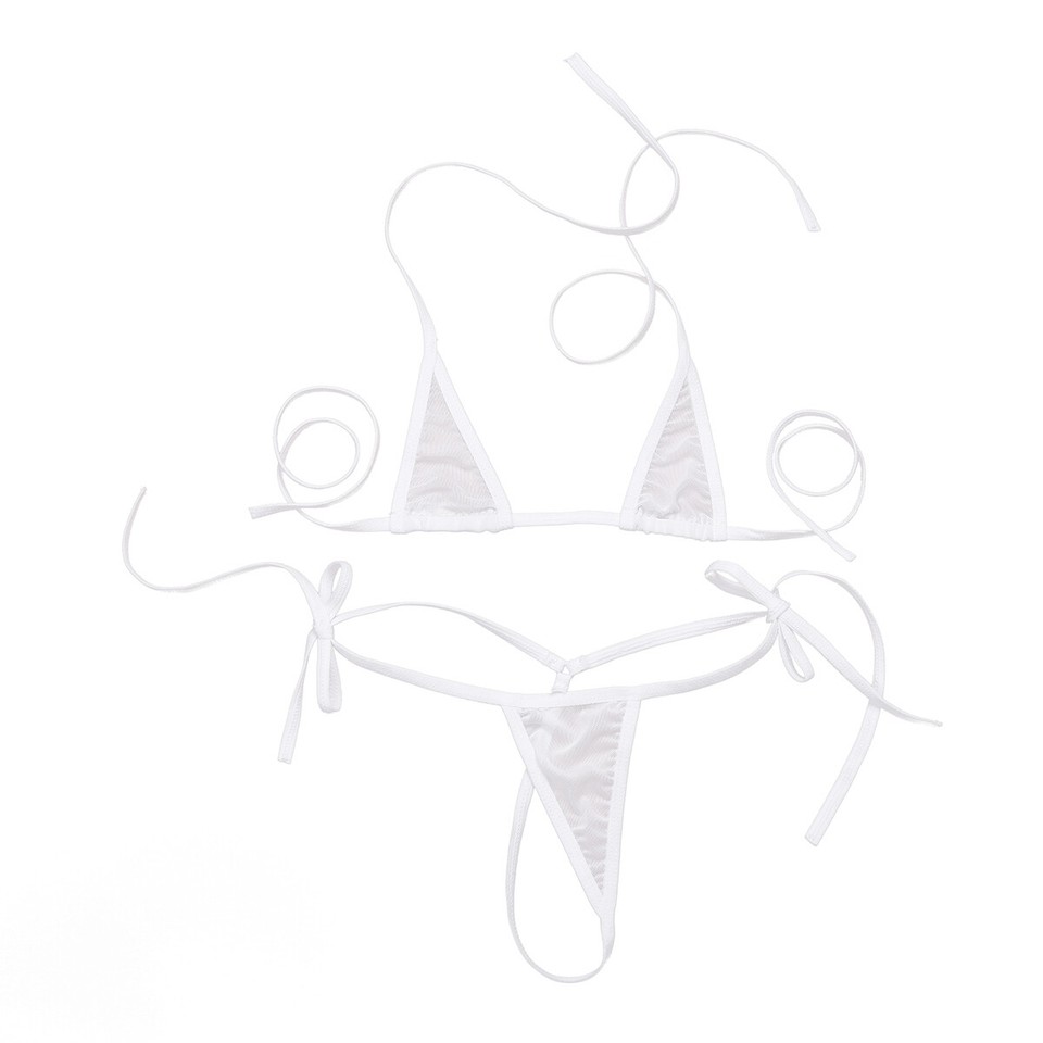 Women Micro Bra Top G-String Thong See Through Bikini Bathing Suit ...