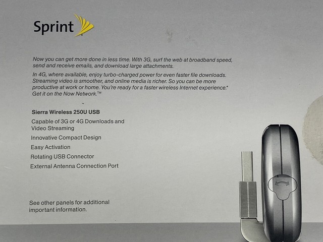 Sprint 250U USB Modem AirCard 3g High Speed Sierra Wireless for sale ...