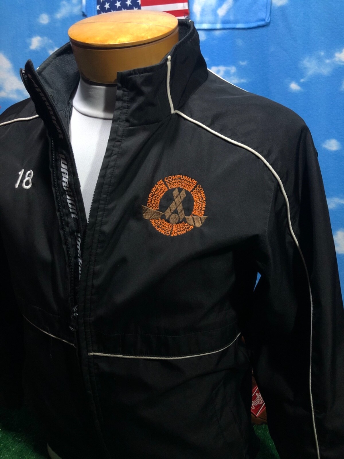 Compuware hockey black warrior jacket 18 Sweatshirt Sweater XS x small ...
