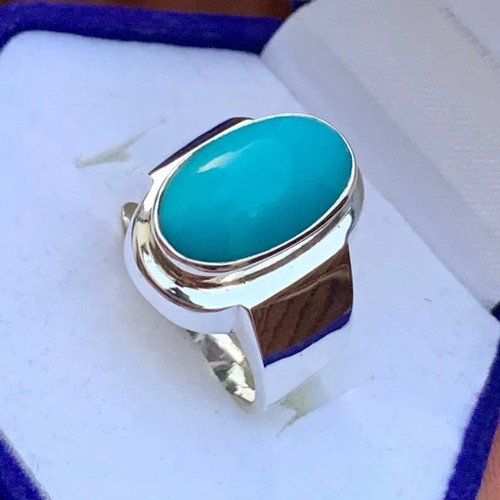 Men Feroza Ring Natural Blue Turquoise Shia Rings Sterling Silver 925 ...