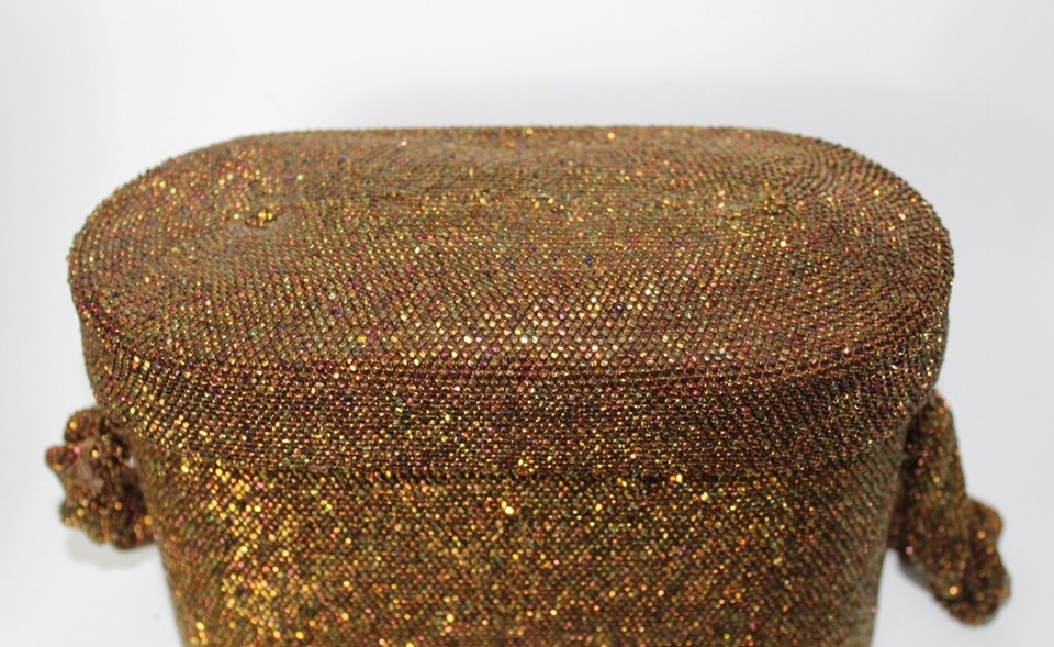 Vintage 40s Copper Brown Glass Beaded Box Bag | eBay