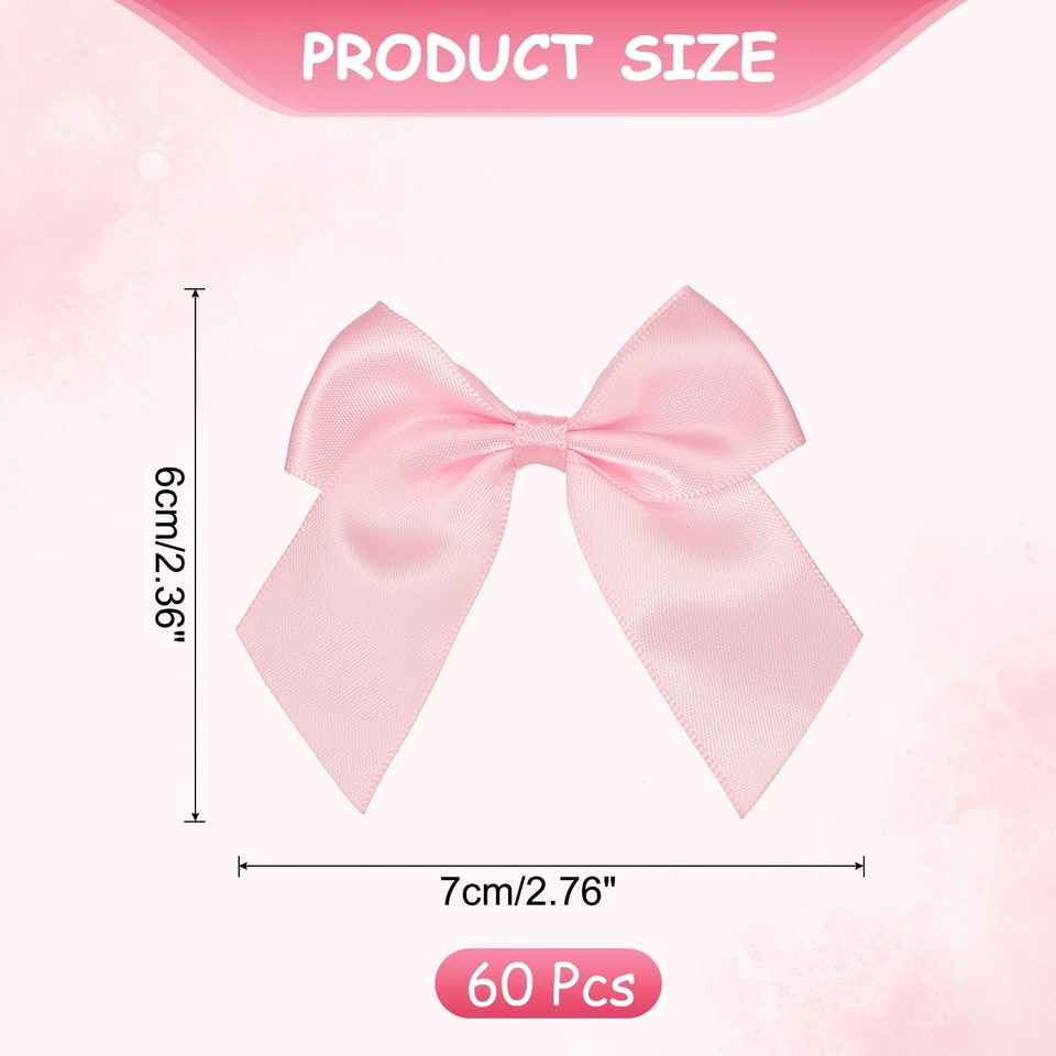 Mini Satin Ribbon Bows with Double-Sided Tape 3 Inch DIY (60 Pack, Pink ...