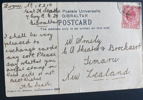 1907 Gibraltar Picture Postcard Cover To Timaru New Zeland The Market ...