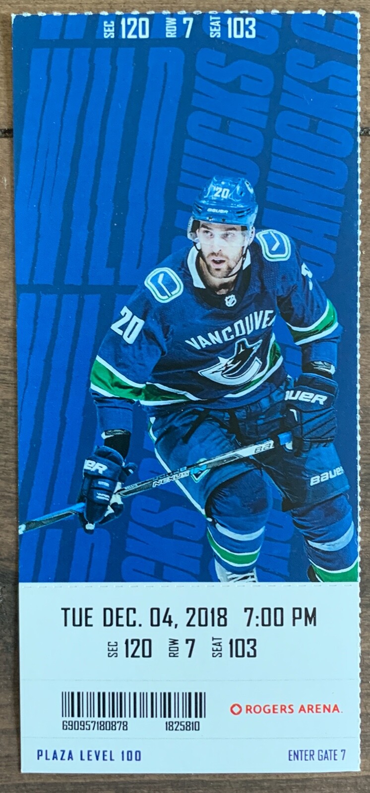 Vancouver Canucks 2018 NHL ticket stub vs Minnesota Wild | eBay