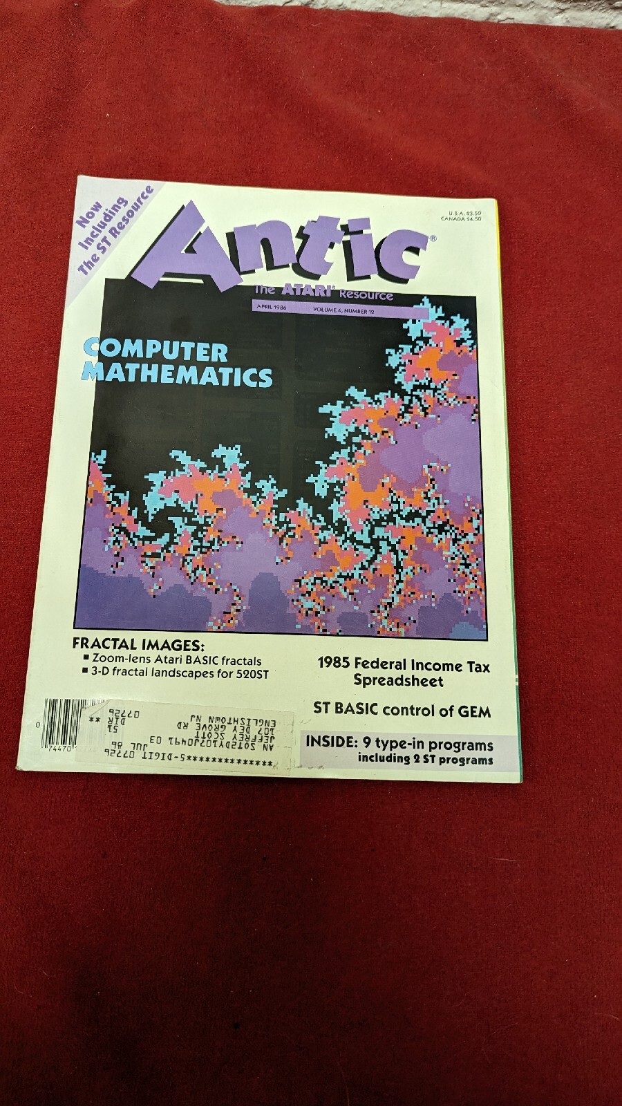 Atari, Antic Magazine, April 1986 Volume 4 Number 12 Computer ...
