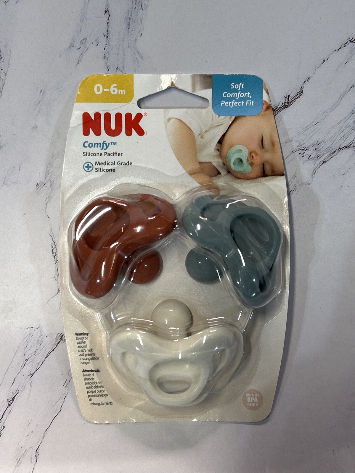 0-6m 3 Pacifiers NUK Comfy Medical Grade Silicone Orthodontic New in ...