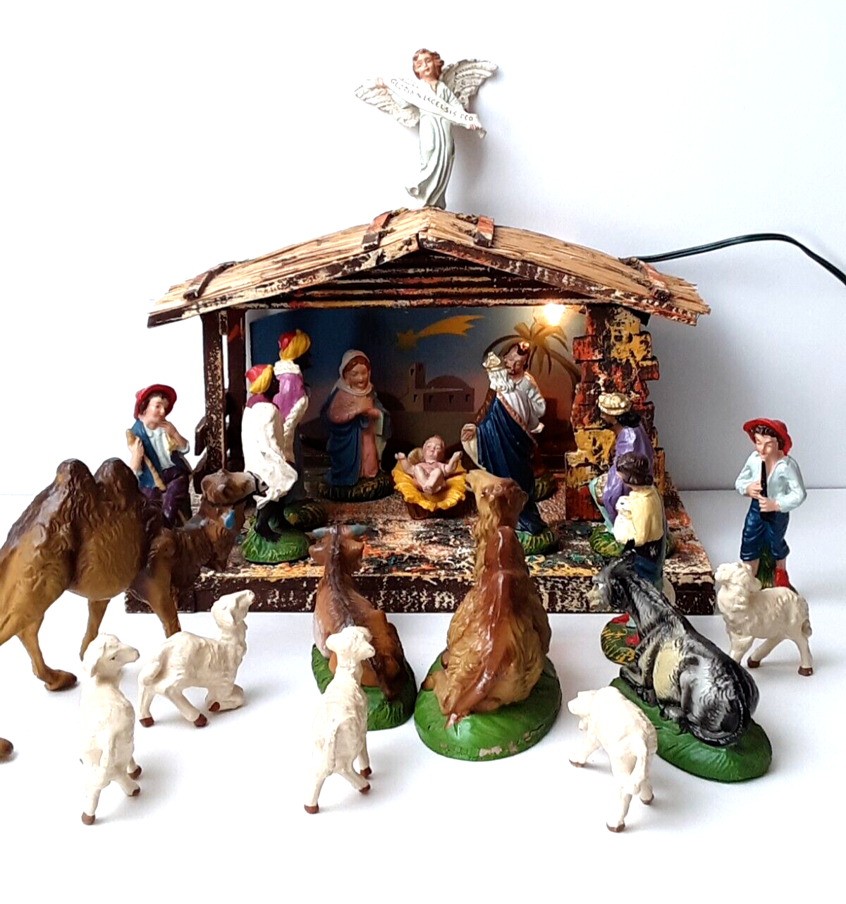Vintage Nativity Set 21 Piece Italy Paper Mache Creche Manger 5.5 ...