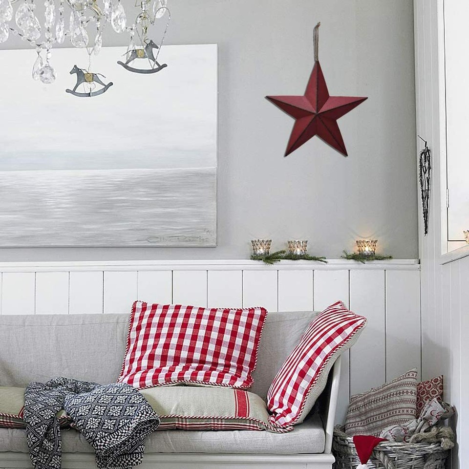 Patriotic Metal Barn Star Hanging Wall Decor Distressed Country Barn ...