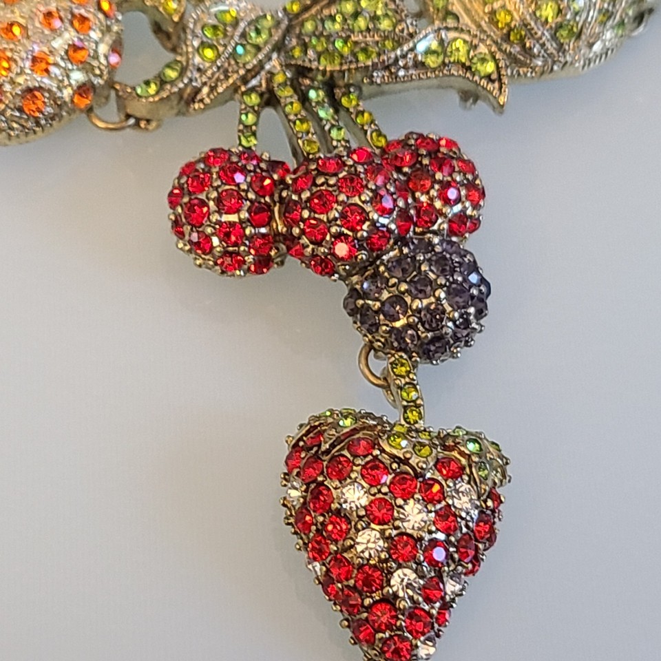 HEIDI DAVS GRAPE CRYSTAL FRUIT SALAD BIB NECKLACE CHERRY PINEAPPLE ...
