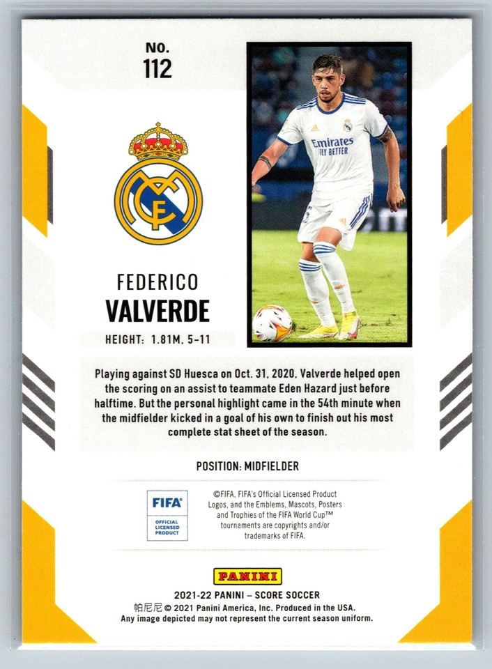 Federico Valverde 2021-22 Score FIFA Red Lava Real Madrid CF #112 | eBay