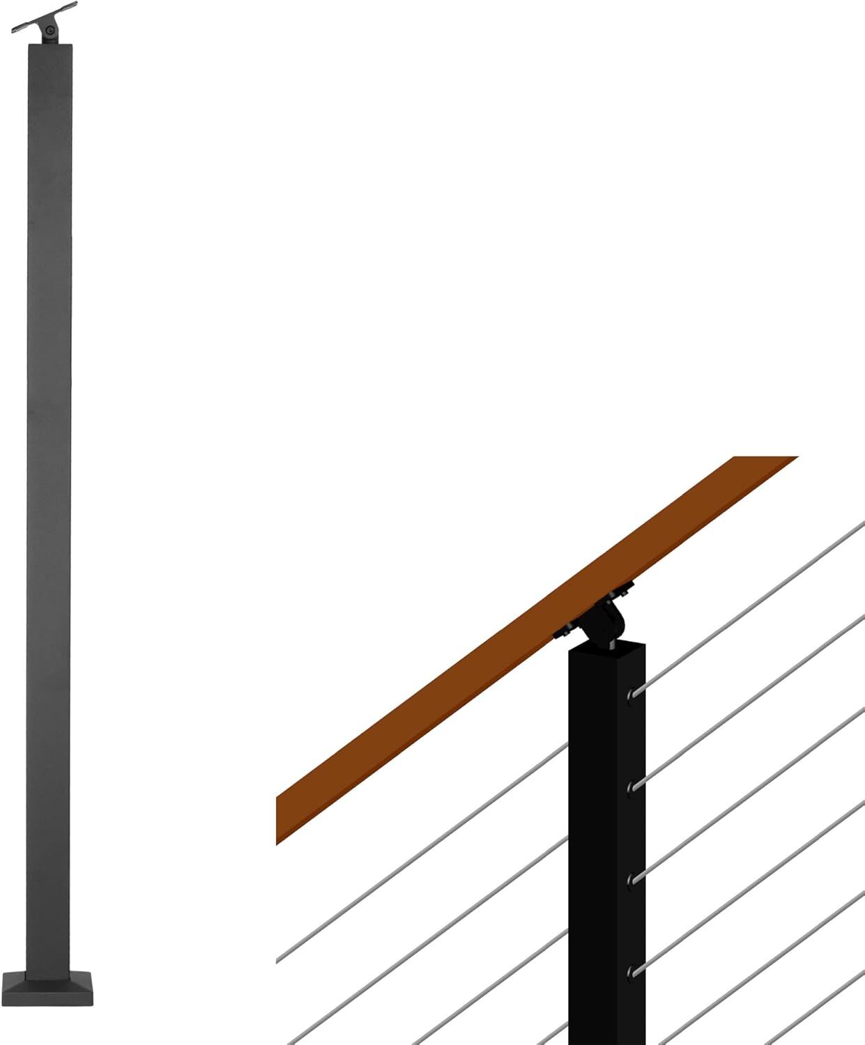 Senmit Cable Railing Post for Steps Stainless Steel Square Fence Deck ...