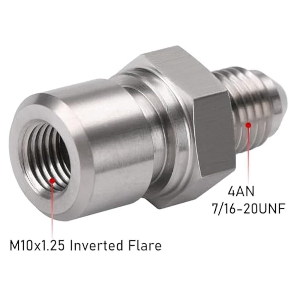 4AN Male to M10x1.25 Metric Inverted Flare Female Brake Line ...