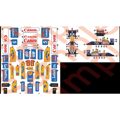Williams Racing FW14B Mansell Period-Correct Livery Sticker Set for ...