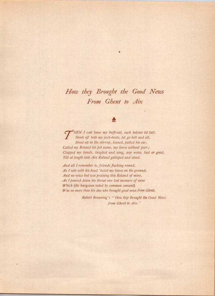How They Brought The Good News From Ghent To Aix 1902 Book Plate Print ...