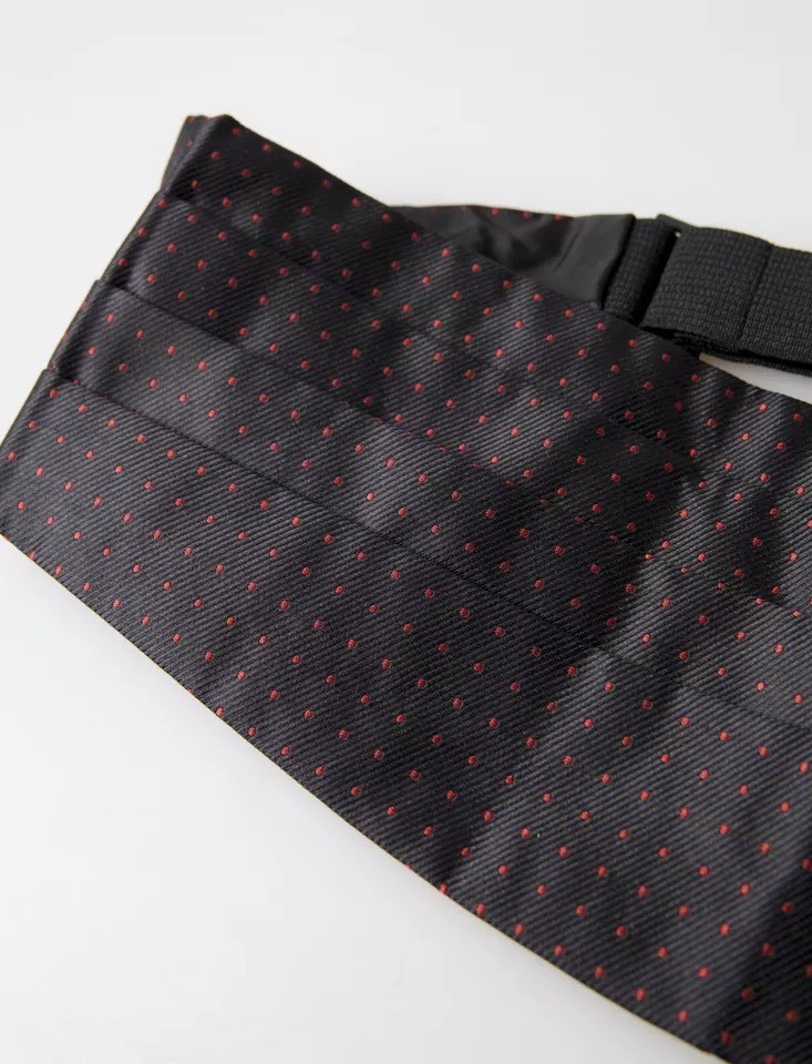 Dolce & Gabbana Black Silk Dotted Waist Tuxedo Belt Men's Cummerbund ...