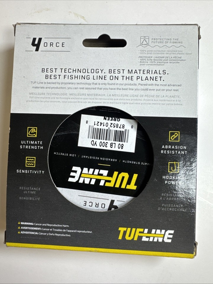 Tuf-line FE80300GN 4ORCE Spectra Braided Line 80 lb 300Yd | eBay