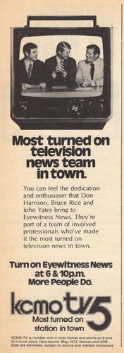 1973 KCMO KANSAS CITY TV NEWS AD ~ DON HARRISON BRUCE RICE JOHN YATES ...