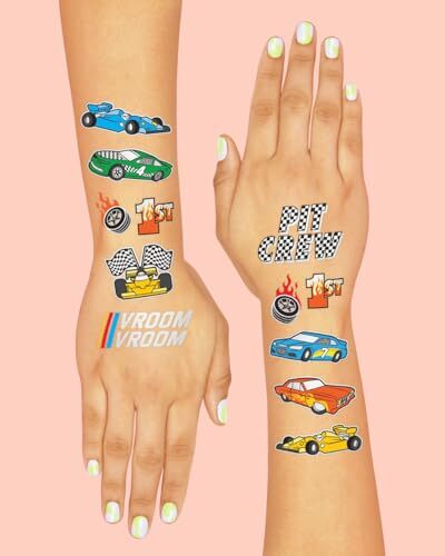 xo Fetti Race Car Party Supplies Temporary Tattoos - 46 Foil Styles ...