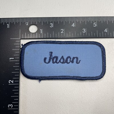 Vtg Dark Blue On Light Blue JASON Name Badge Style Uniform Patch 26R6 ...
