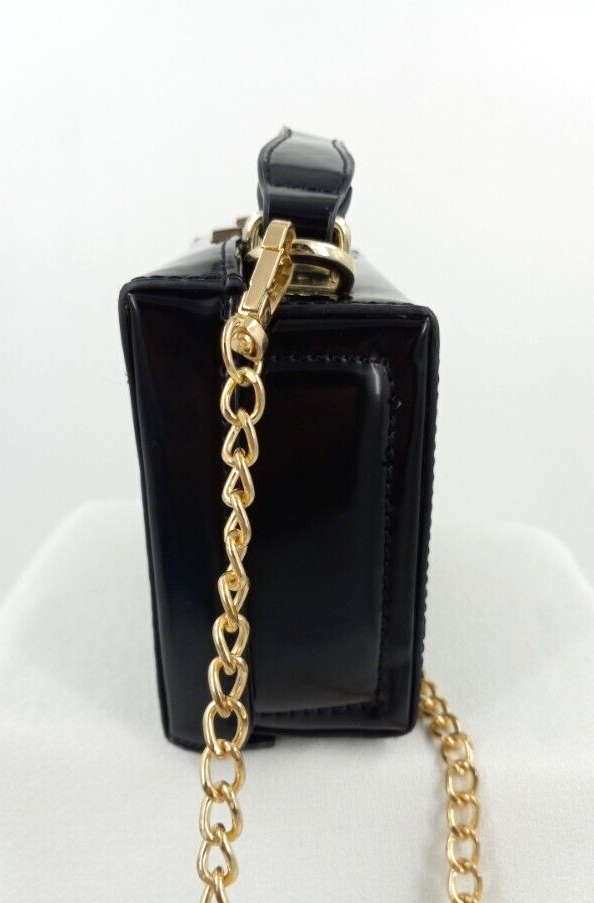 Vintage Urban Outfitters Black PU Mini Train Case Shoulder Bag Gold ...