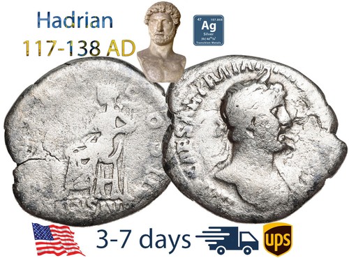 Ancient Roman Empire Coin Silver Denarius Hadrian 117 - 138 AD ...