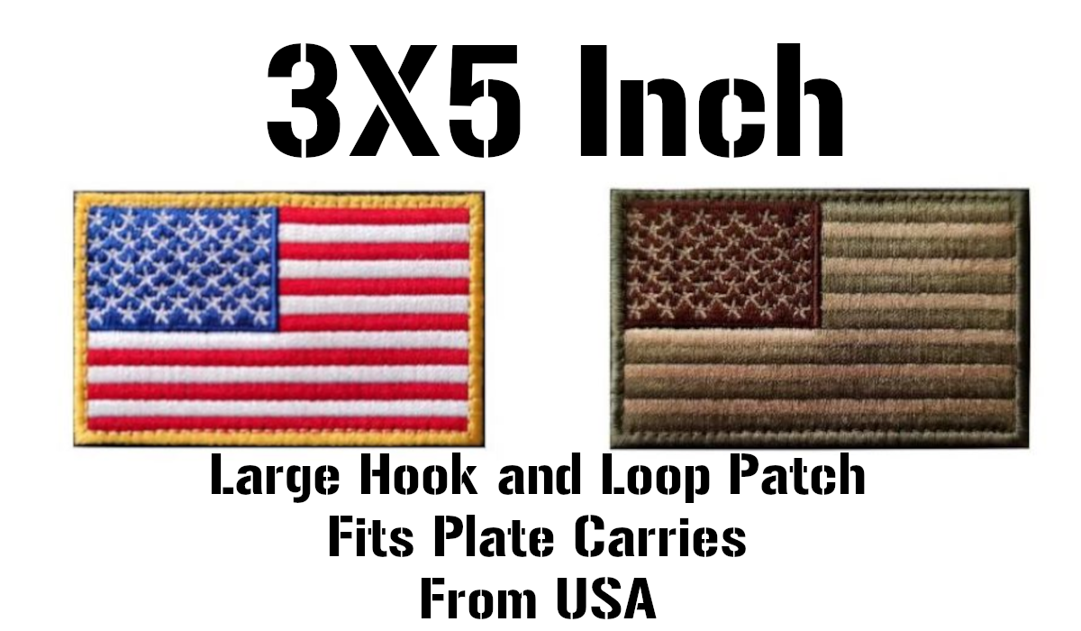 USA American Flag Patches Oversized 3"X5" Hook and Loop Military ...