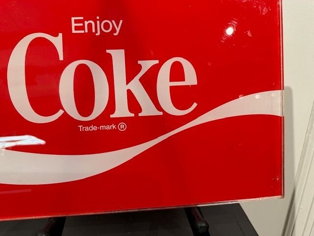Vintage Coke Coca Cola Vending Machine Glass Panel Sign Vendo Cavalier ...