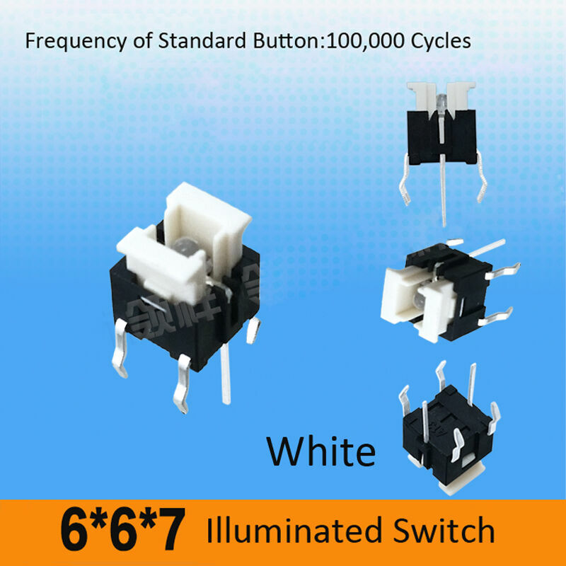 6 x 6 x 7mm LED Illuminated Micro Switch Momentary Push Button Tactile ...