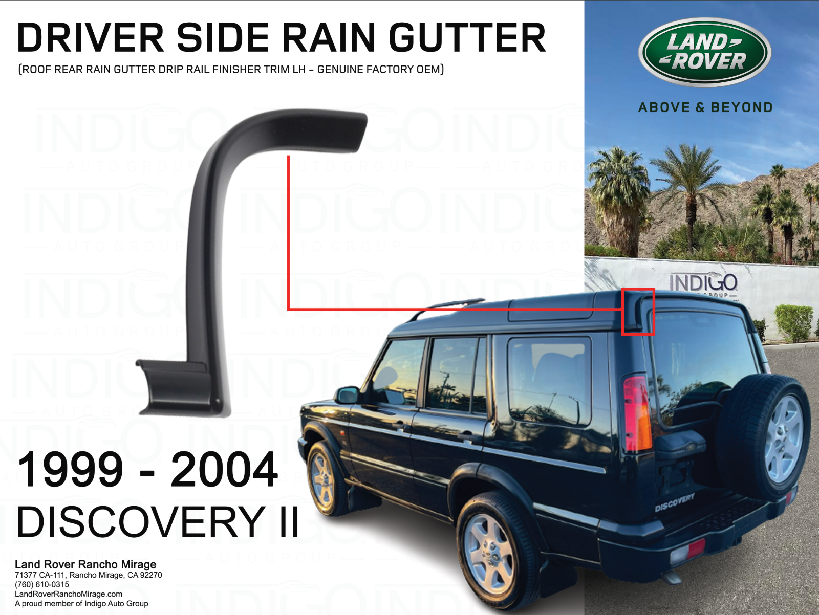 OEM LAND ROVER ROOF REAR RAIN GUTTER DRIP RAIL FINISHER TRIM LEFT ...