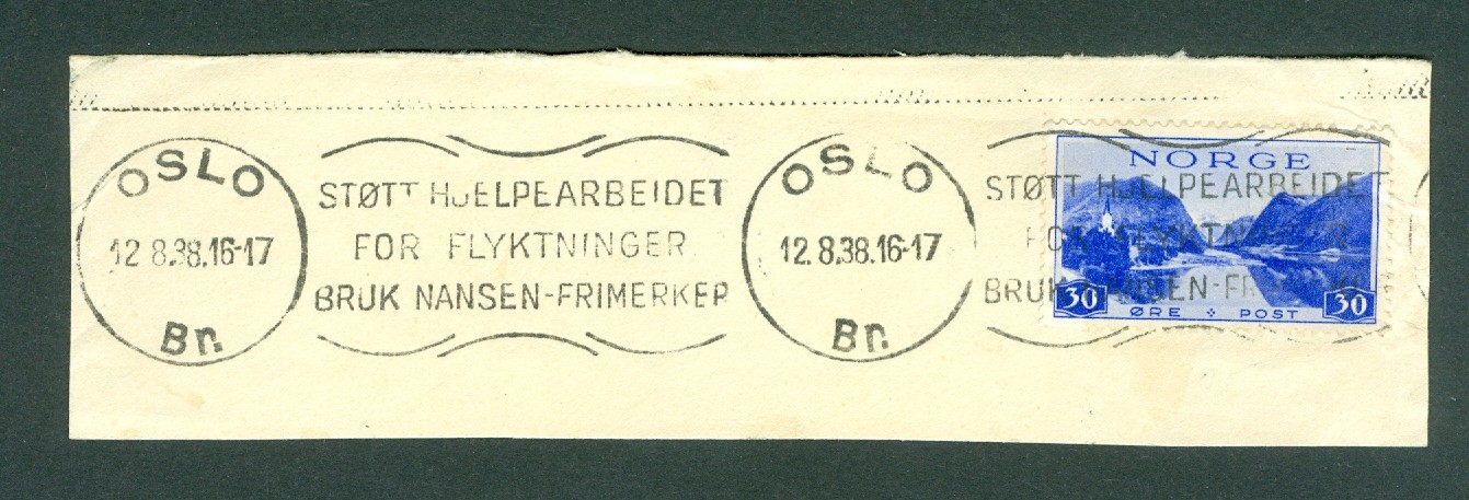 Norway. 1938 Cut On Paper. Special Cancel: "Support, Use Nansen Stamp ...