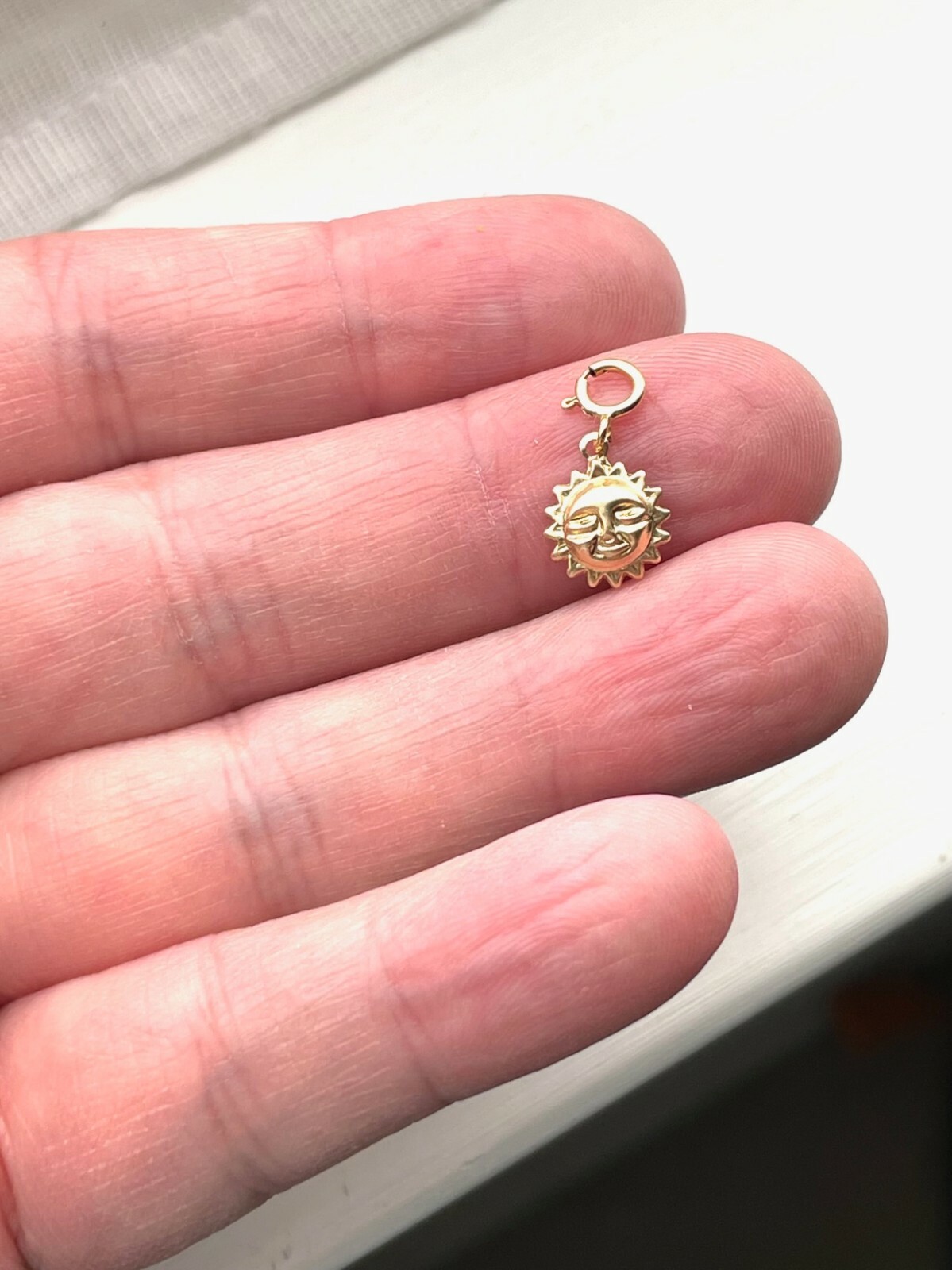 1 piece 14K Gold Sun Face Charm pendant with spring clasp | eBay